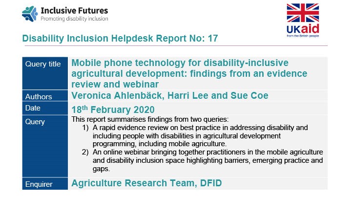 Query 17 - Mobile phone technology for disability-inclusive ...